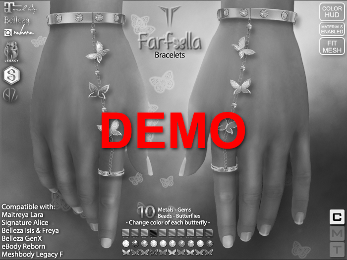 Second Life Marketplace - **RE** Farfalla Bracelets DEMO